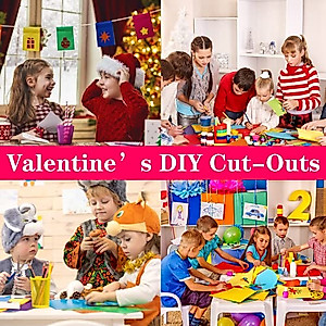 NBjiuyin 48 Pieces Valentine's Day Lovely Gnome Cutouts with Glue Point Dots Cartoon Assorted Lovely Accents Cutouts for Bulletin Board Classroom Decoration Mother's Day Party Supplies (Valentine)