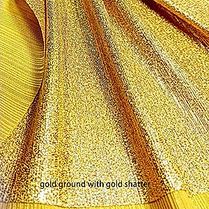 Shattered Glass Hologram Fabric by The Yard Width 58Inches Entelare (Gold/Gold 2yards)