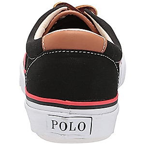POLO RALPH LAUREN Men's Keaton-Pony Sneaker, Black/RL 2000 RED PP, 13