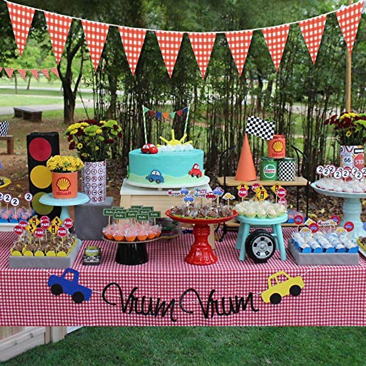 Red Checkered Banner 100’ Feet Long | Gingham Pennant Flags | Red and White Checkered Pennant Banner | Carnival, Picnic, Party Red Checkered Flags | By Anapoliz