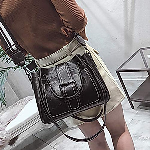 Womens Handbag Large Capacity, PU Leather Satchel Purse, Tote Crossbody Shoulder Bag Black