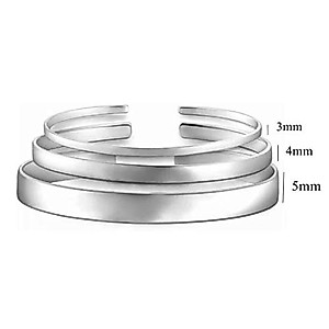 PDTJMTG Personalized Bracelet for Women Sterling Silver Custom Text Bangle (Silver (White gold plated copper))