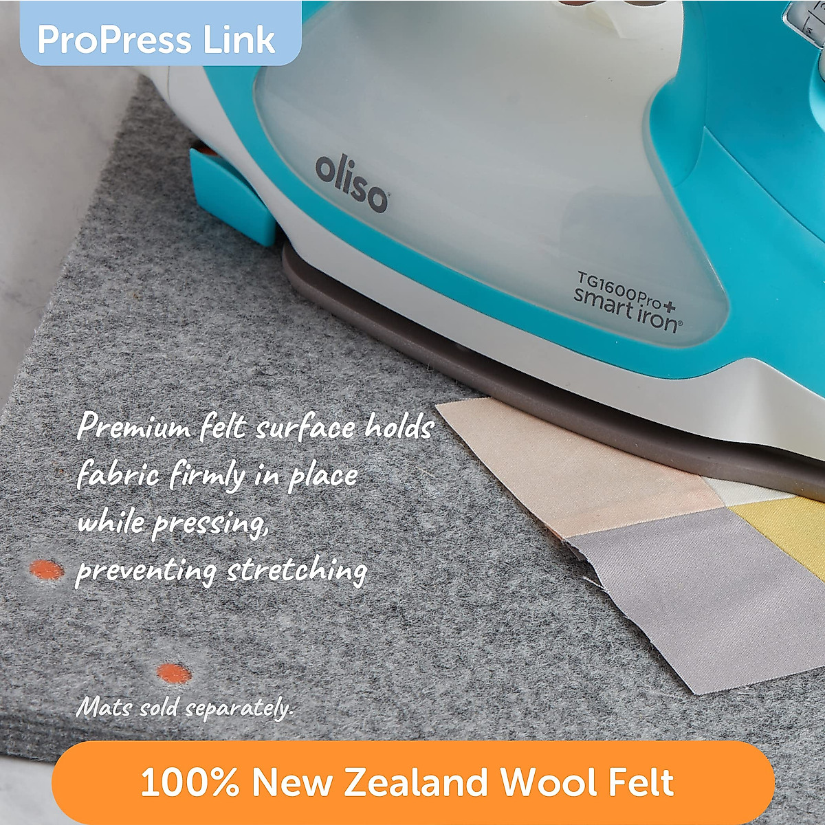 Oliso Multi-Mat Felt Pressing pad - 100% New Zealand Wool, Ideal for Quilting and Sewing - 14”x 14” ½” Thick [Packaging May Vary]