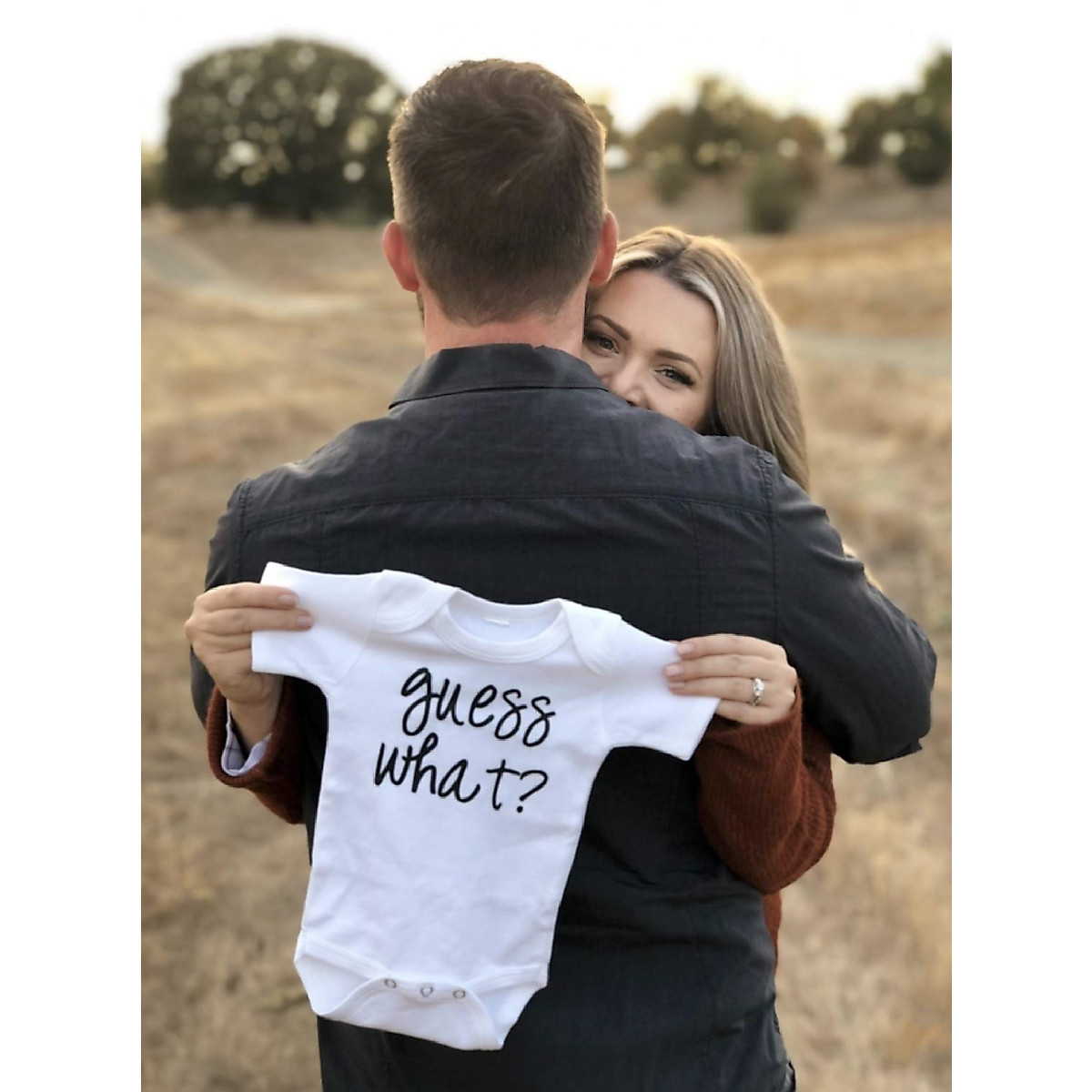 Bump and Beyond Designs Baby-Boys Surprise Pregnancy Announcement For Grandparents Guess What Leotard White, 0-3 Months