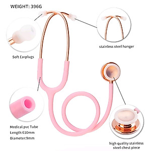 professoRs Pink Stethoscope for Students Nurse Doctor, Beautiful Gold-Plated Stetho for Clinical Use, Professional high-sensitivity fiber membrane, Double Sided Stethoscope by professoR