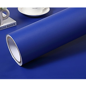 Temall Solid Color Frosted Self Adhesive Wallpaper Waterproof Shelf Drawer Liner Cabinet Sticker 15.6 inch by 9.8 Feet (Royal Blue)