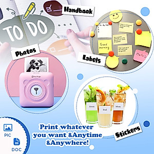 Weewooday Peripage Mini Printer Portable Printer Pocket Printer A6 Portable Thermal Printer Label Sticky Note Sticker Photo Printer for Smart Phone with Bluetooth USB Connect
