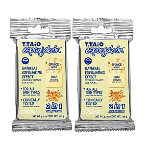 T.TAiO Esponjabon - 2 in 1 Soap Sponge (Oatmeal, 2 Pack)