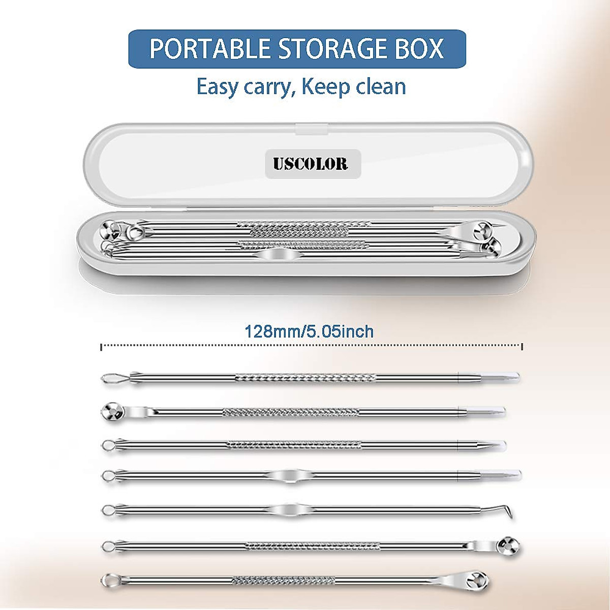 [Dual Ended] 7PCS Blackhead Remover, Comedone Pimple Extractor, Acne Whitehead Blemish Removal Kit, Professional Stainless Steel Clean Tool, for Face Nose Chin Cheek Forehead