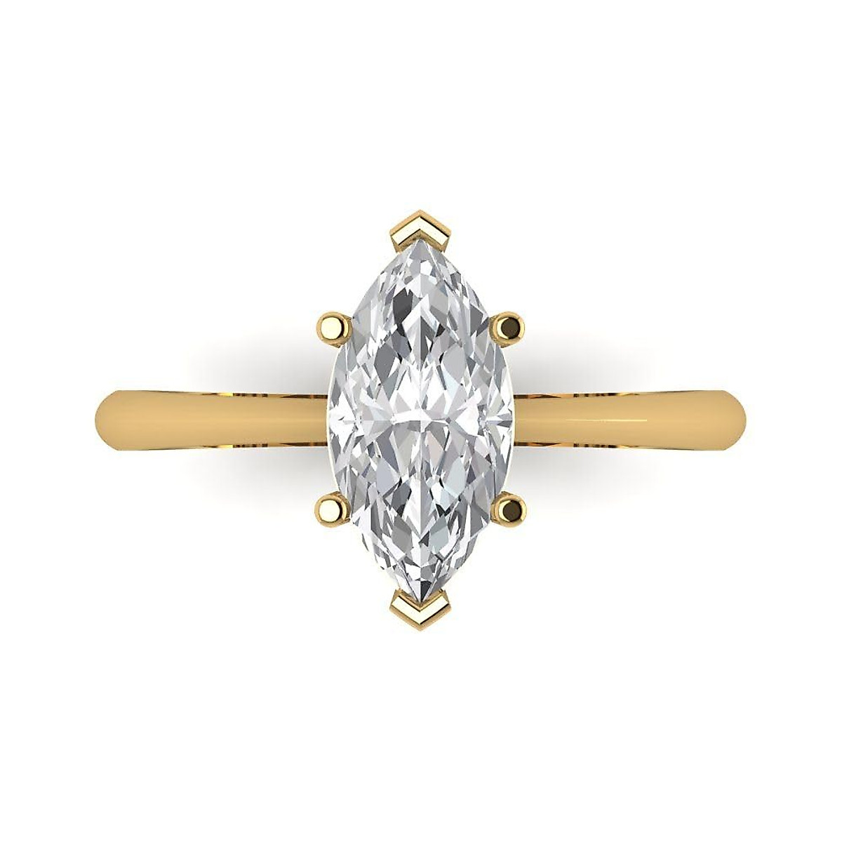 1.5 ct Marquise Cut Genuine Clear Simulated Diamond Bridal Anniversary Engagement Promise 18K Yellow Gold Solitaire Ring 5
