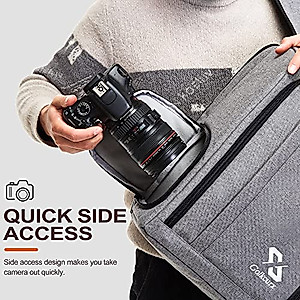 Golkcurx Camera Bag for DSLR/SLR Cameras，Camera Backpack Waterproof for Photographers Grey L