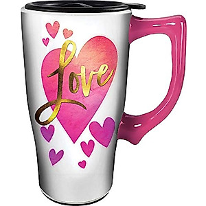 Spoontiques - Ceramic Travel Mugs - Love Cup - Hot or Cold Beverages - Gift for Coffee Lovers