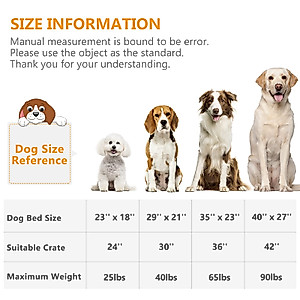 Dog Bed Kennel Pad Washable Anti-Slip Crate Mat for Small Dogs and Cats (24-inch)