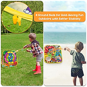 HelloJoy Bean Bag Toss Game Kids Outdoor Toys,Double-Sided Foldable Cornhole Board Backyard Beach Yard Outdoor Toys for Toddler, Outside Lawn Party Activities Toy Gifts for Boys Girls Age 3 4 5 6 7 8