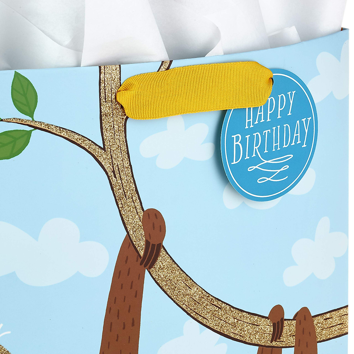 Hallmark 13" Large Kids Birthday Gift Bags Assortment with Tissue Paper - Sloth, Dinosaur, Unicorn (Pack of 3 Gift Bags, 9 Sheets of Tissue Paper)