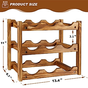 Wine Rack 9 Bottle 3-Tier Wood Wine Storage Easy-Assembly Space-Saving for Wine Lovers,Kitchen Wine Organizer for Countertop,Table Top,Pantry, Home,Room Decor,Bar,Cellar Basement (3-Tiers)