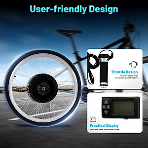 PIAOCAIYIN 26" Electric Bike Conversion Kit, 48V 1000W Rear Wheel E-Bike Conversion Kit, Convert Bike to Electric Kit, Bicycle Conversion Kit with LCD Display, Aluminum Alloy Frame