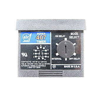 ATC 407C-100-F-3-X 1/16 DIN Multi-Mode Timer, 6 Dial-Selected Ranges, 24 to 240 VAC (50/60 Hz), 11-Pin On-Delay, Off-Delay, Standard