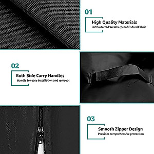 Bicherub Hanging Porch Swing Cover 420D Waterproof Outdoor Hanging Swing Cover for Patio Garden Hanging Swing Chair 56 Lx32 Wx25 H, Black