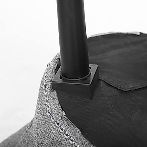 VEIKOU Vanity Chairs, Vanity Chair with Back, Makeup Chair with Round Padded, Bathroom Vanity Chair with Wood Legs, Grey