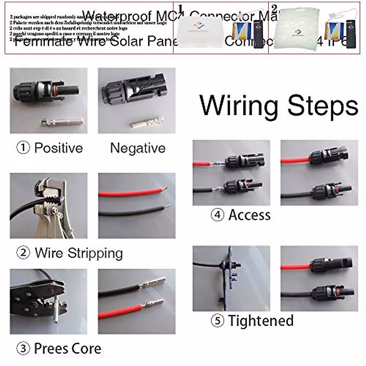 10Pairs Connector Solar Connector Solar Panel Connectors Male Female IP67 TUV 1000Vdc UL 600Vdc Solar