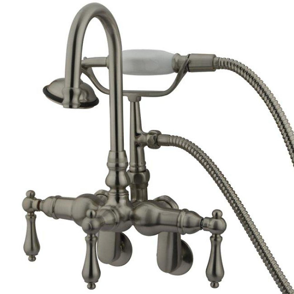 Elements of Design DT3018AL Hot Springs Wall Mount Clawfoot Tub Filler with Hand Shower, Satin Nickel