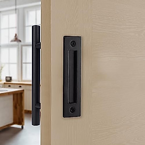 Wright Products Interior Pull and Flush Handle Set for Barn Doors, Matte Black