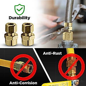 Gas Connector 18 inch Yellow Coated Stainless Steel, 1” OD Flexible Gas Hose Connector for Tankless Water Heater, with 3/4” FIP x 3/4” MIP Stainless Steel Fittings, 18” Gas Appliance Supply Line