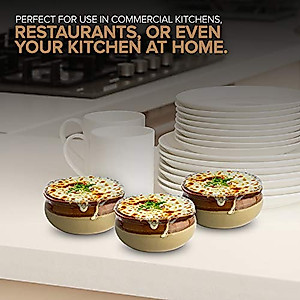 Stock Your Home Mini French Onion Soup Crocks (4 Count) - 10 Ounce Oven Safe French Onion Soup Bowls - Two-Toned Brown & Ivory Miniature Ceramic Porcelain Soup Bowls - Stoneware Crocks for Soup