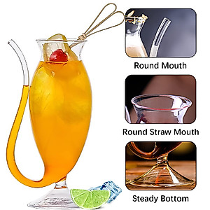 USEEKRIL Gift 12oz Set-Halloween Vampire Cocktail Wine Glasses 4PCS Port Sipping Sipper Cups Goblet Martini Glass with Built-in Straw for Cocktails Whiskey Juice Party Club Home Bar Glassware Barware