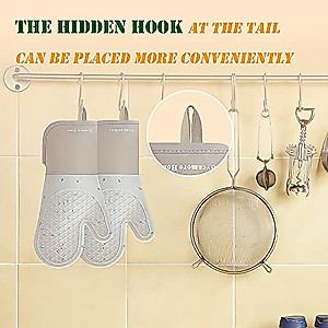 Sycamore Home, Oven Mitts 13" Extra Long, Silicone + Cotton Lining + Cotton, Easy Clean, 500F° Heat Resistant Silicone Oven mitt