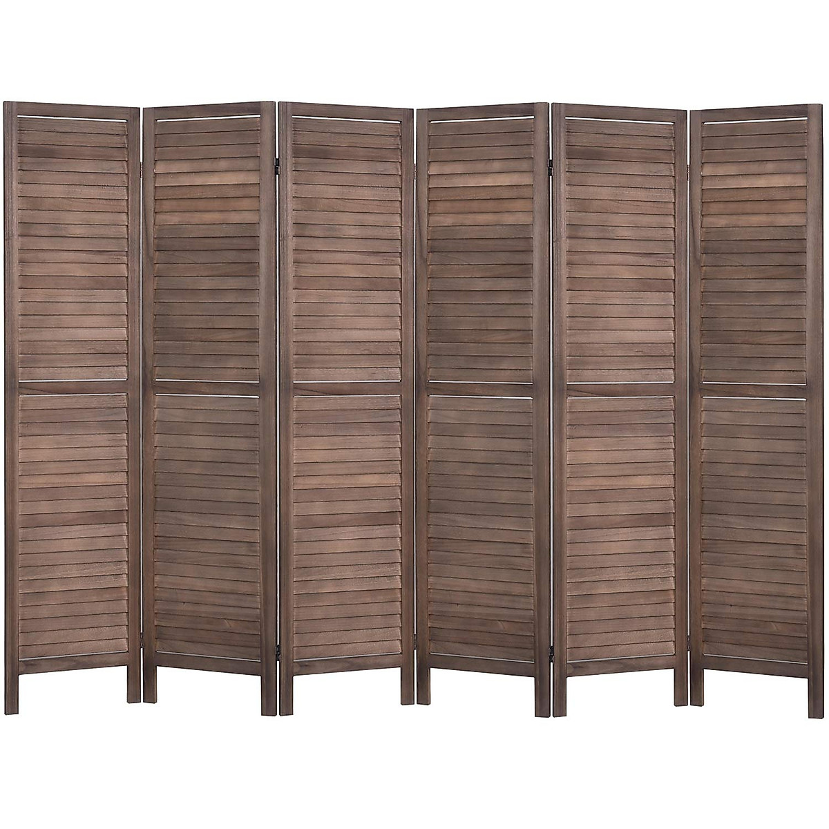 Jolicasa 5.6 ft. Tall- 16" Wide- Wood Room Divider, Divider Freestanding 6 Panels, Divider,Decorative Panel, Wooden Privacy Screen, Panels Folding Partition Wall, (Brown, Panel)