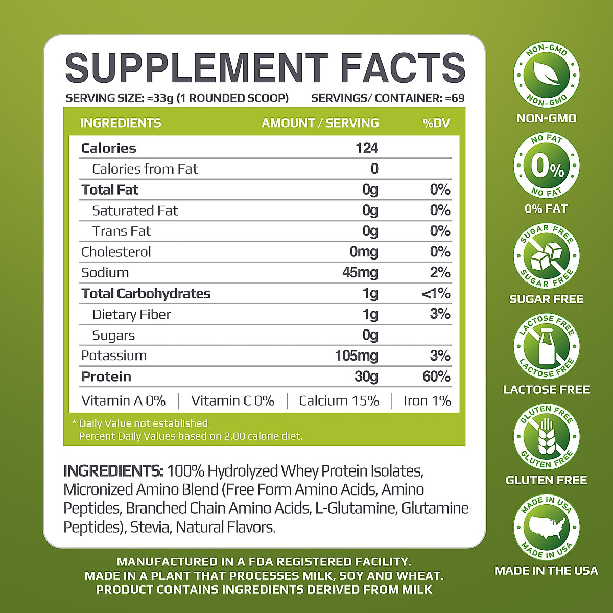 MUSCLE FOOD LABS MFL 100% Isolate Protein l 30g of Protein l 12g Amino Acids l Keto Friendly l Low Carbs l 5 lbs. (Vanilla Bean)