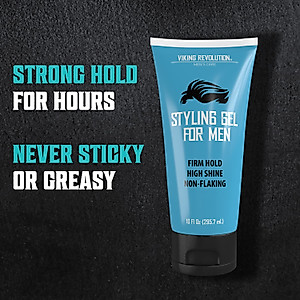 Hair Gel for Men Strong Hold - Mens Hair Gel Extra Strength - Styling Gel for Hair Clear Hair Gel - Firm Hold Gel Hair High Shine Non-Flaking Curly Hair Gel (10oz)