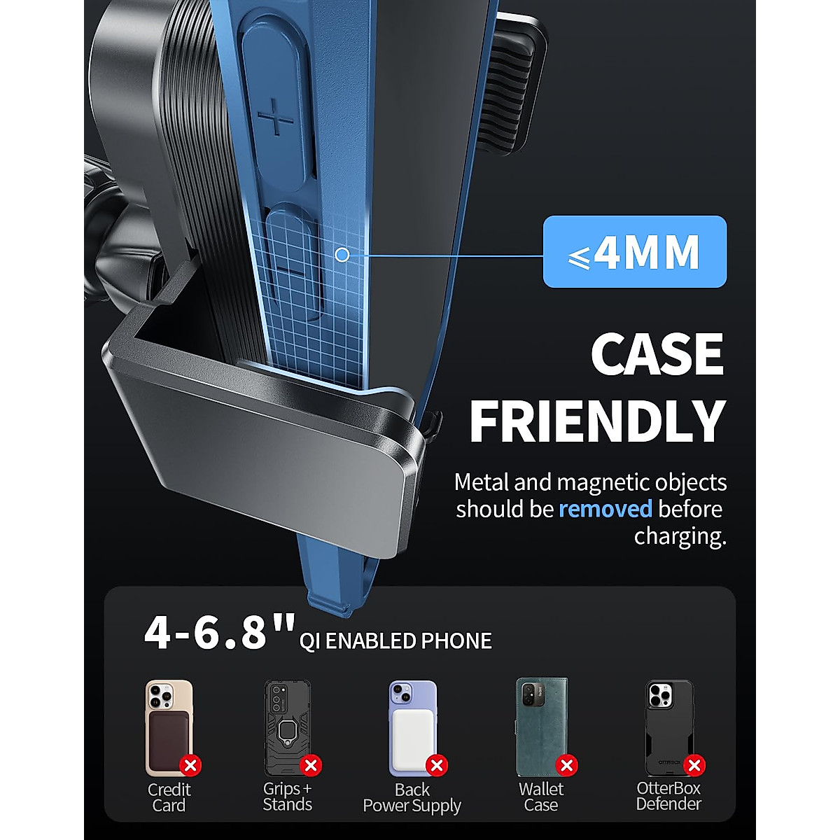 APPS2Car Wireless Car Charger Auto Clamping Wireless Car Charger Mount Car Phone Holder Wireless Charger for Dashboard & Air Vent Phone Mount for Car Wireless Charging for iPhone 15/14/13 Galaxy etc