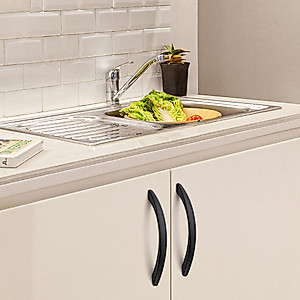 Ravinte 10 Pack Cabinet Pulls 5 Inch Matte Black Curved Drawer Pulls for Kitchen Cupboard Arch Pulls for Dresser Drawer Cabinet Hardware Come with Screwdriver