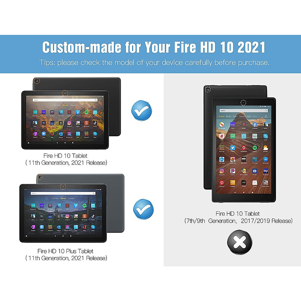 TiMOVO Case for All-New Kindle Fire HD 10 & Fire HD 10 Plus Tablet (10.1", 11th Generation, 2021 Release), Slim Folding PU Leather Stand Cover Case with Auto Wake/Sleep, Black