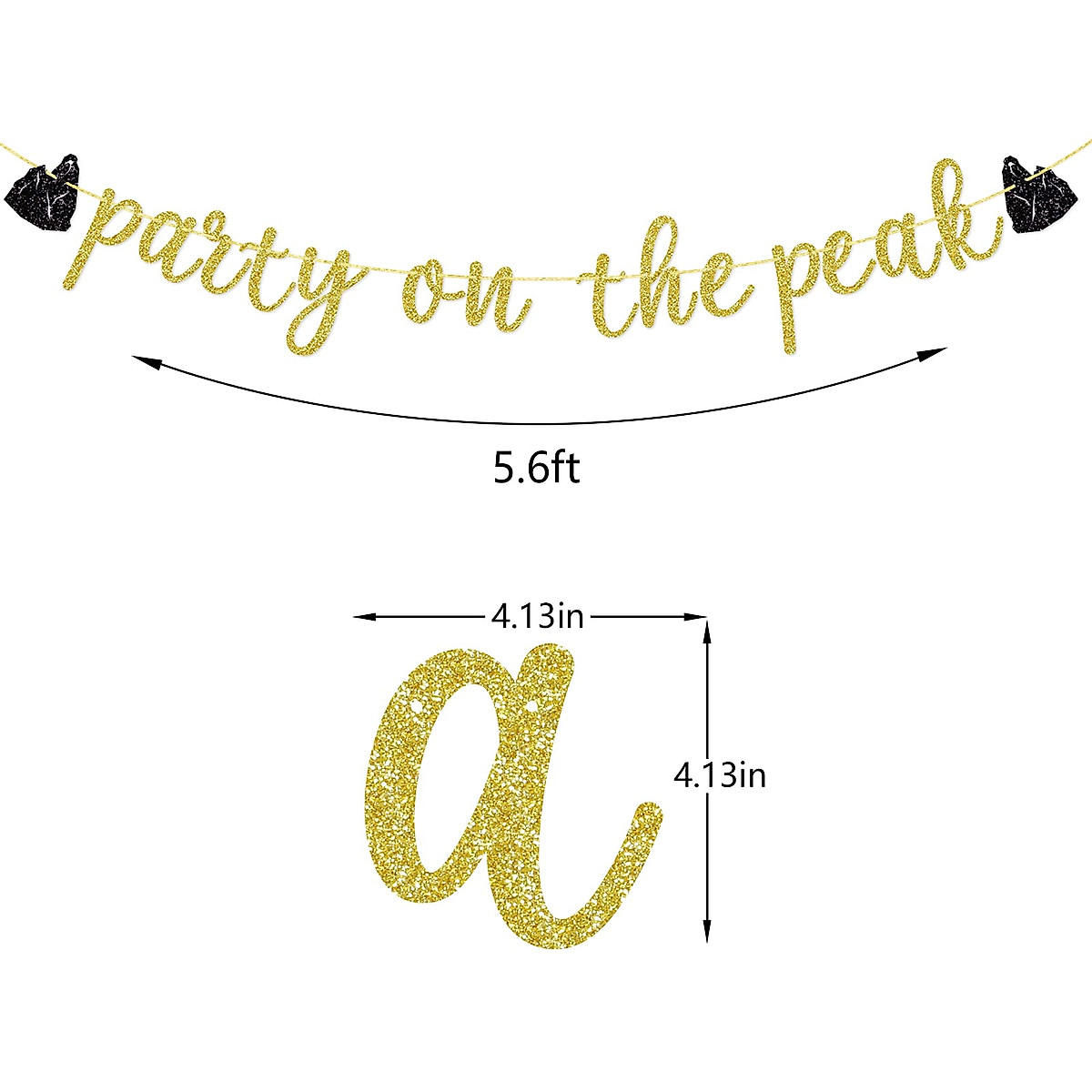 Party On The Peak Banner, Mountain Wedding Bachelorette Decorations, Cabin Bridal Shower Engagement Party Garland Bunting Sign Supplies, Pre-Assembled (Gold Glitter)