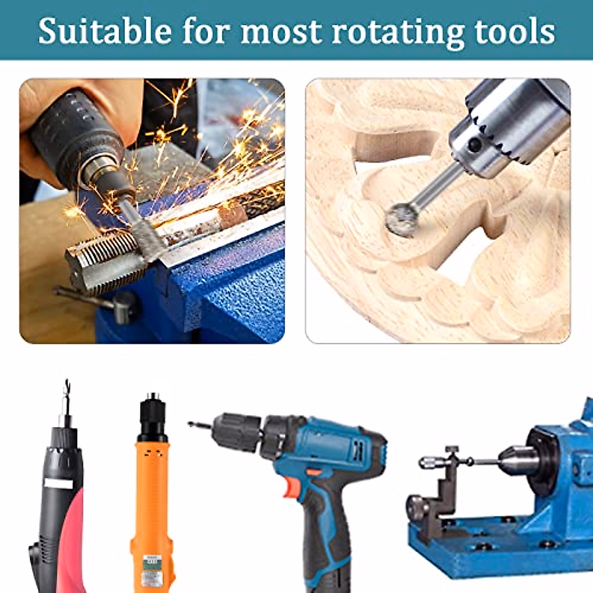 Stone Carving Set Diamond Burr Bits Compatible with Dremel, 20PCS Polishing Kits Rotary Tools Accessories with 1/8’ Shank For Carving, Engraving, Grinding, Stone, Rocks, Jewelry, Glass, Ceramics