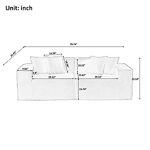 VASOENY 78.74" Modern Loveseat Sofa, Soft Corduroy Love Seat Couch, Comfy Leisure 2 Seater Sofa with 2 Waist Pillow for Living Room, Bedroom, Office, No Assembly Required