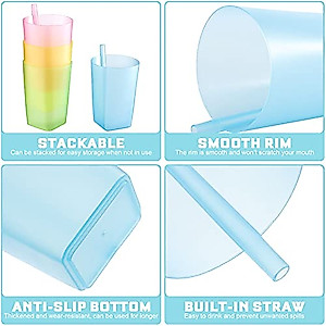 EXCEART Children Sippy Cup 4Pcs Toddler Sip Cups with Built in Straw Kids Drink Cups with Straws