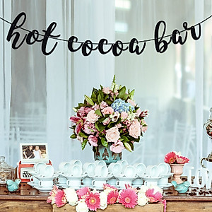 Hot Cocoa Bar Banner, Hot Cocoa Bar Decorations, It’s Cold Outside Bar Sign, Wintertime Holidays Christmas Party Decor, Hot Chocolate Bar Decorations Black Glitter