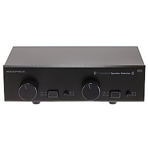 Monoprice 108231 2-Channel A/B Speaker Selector - Black with Volume Control, Built in Independent Volume Controls, Accepts Wire Gauges Up to 14AWG