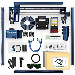 SCULPFUN S30 Pro Max Laser Engraver, 20W Cutter,Automatic Air Assistant 30L/min,Industrial Rail, Limit Switch, Colored Metal Engraving, Adjustable Eye Cover Blue