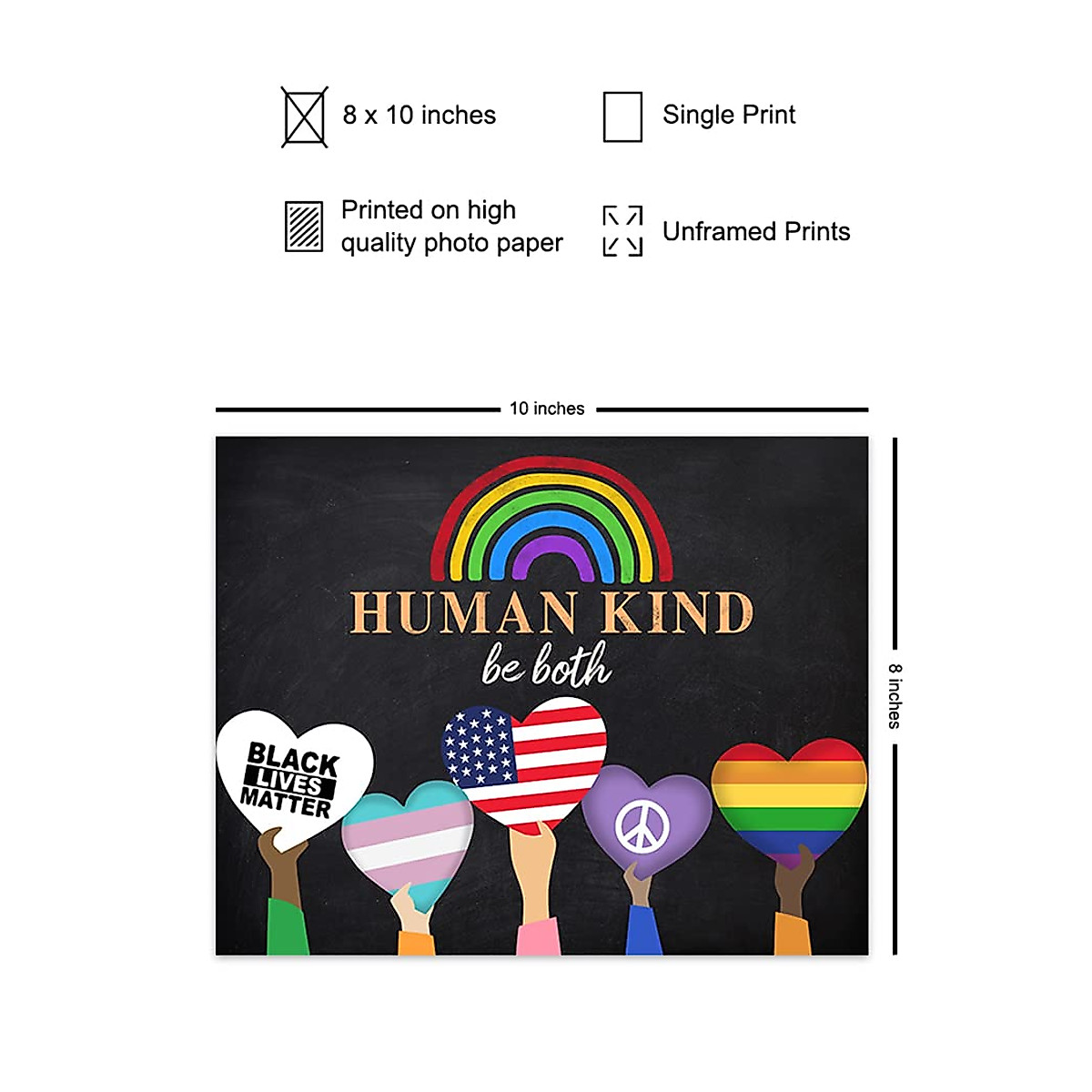 Hate Has No Home Here Flag Sign - African American Wall Art Home Decor - Black Lives Matter, LGBTQ Civil Rights Poster Home Room Decor - Gift for Queer, Gay, Bi, Lesbian, Latino, Liberal Democrats