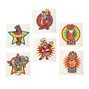 Fun Express Carnival Big top Circus Tattoos | 2 Inch- VBS Vacation Bible School Supplies/Decor - 72 pieces