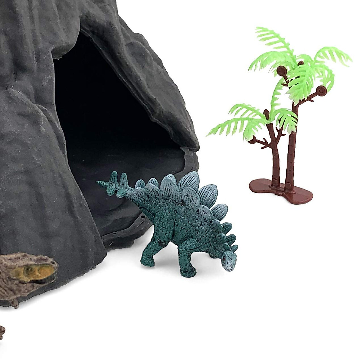 Enjoyin Volcano Dinosaur Playset Including 4 Dinosaurs and 2 Trees Volcano Dinosaur Toys for Kids