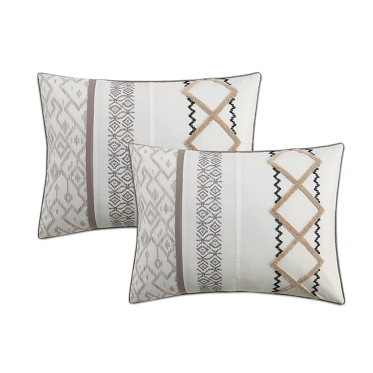 Grand Avenue Luxury 7 Piece Cozy Boho Comforter Set King Beige Embroidered Girls Bedding Premium Microfiber All Season Home Décor