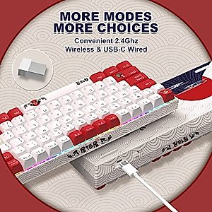 COSTOM XVX M84 Hot Swappable Wireless Mechanical Keyboard, 75% Layout TKL Gaming Keyboard, N-Key Rollover RGB Backlit Custom Keyboard for Windows Mac PC Gamers(Izakaya Theme, Gateron Red Switch)