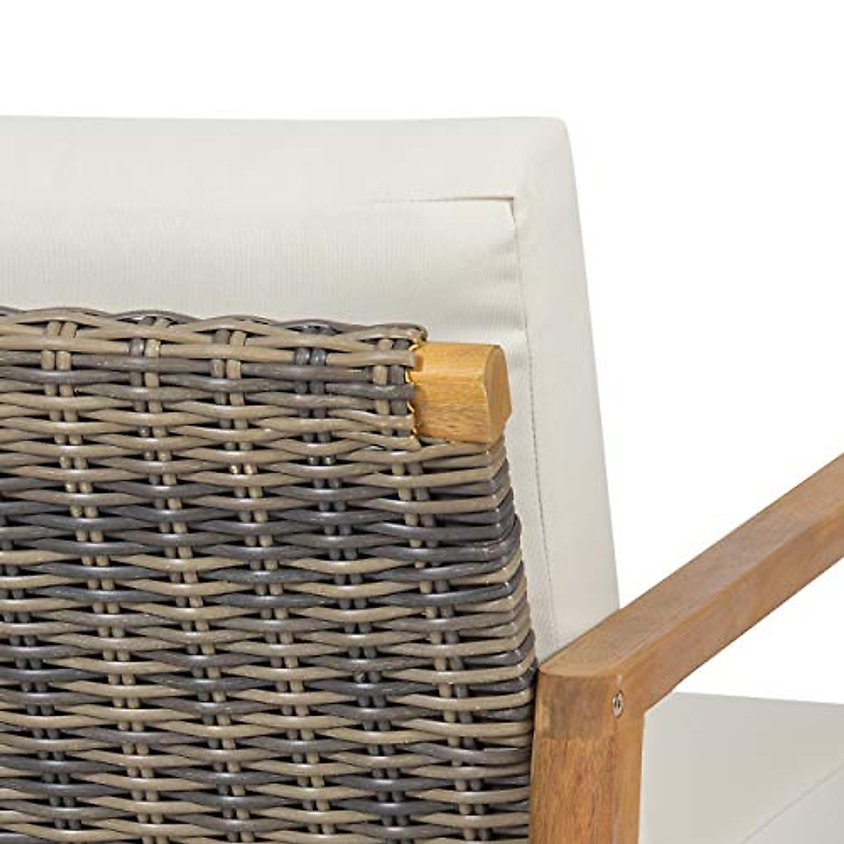 Christopher Knight Home Diana Outdoor Acacia Wood Loveseat with Wicker Accents, Teak Finish, Gray, Beige